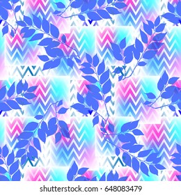 Tropical Floral Pattern Zig Zag Background Stock Illustration 648083479 ...
