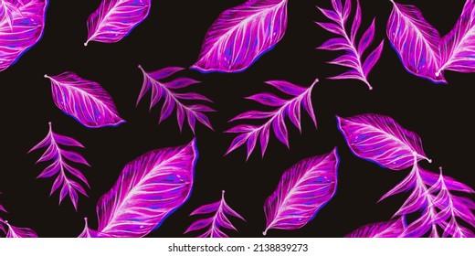 Tropical Tree Pattern Black Invite Paradise Stock Illustration ...