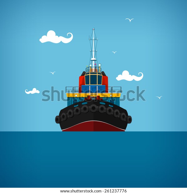 Tugboat Front View Push Boats Tow Stock Illustration 261237776 ...