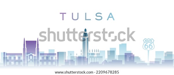 Tulsa Transparent Layers Gradient Landmarks Skyline Stock Illustration ...