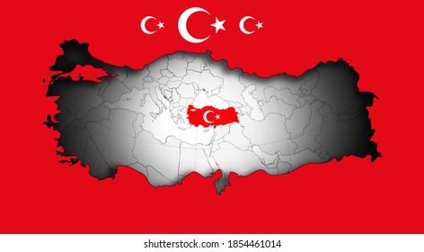 Turkey Flagworld Map Red Background3d Illustration Stock Illustration ...