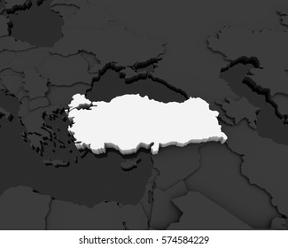 Turkey Map Black Background 3d Illustration 스톡 일러스트 574584229 ...