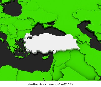 Turkey Map Green Background 3d Illustration Stock Illustration ...