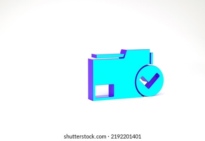 Turquoise Document Folder Check Mark Icon Stock Illustration 2192201401 ...