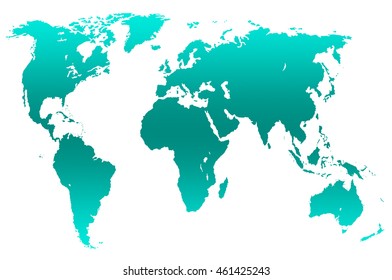 Turquoise Gradient Worlds Map Isolated Over Stock Illustration ...
