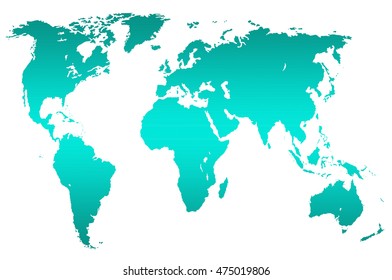 Turquoise Gradient Worlds Map Isolated Over Stock Illustration ...