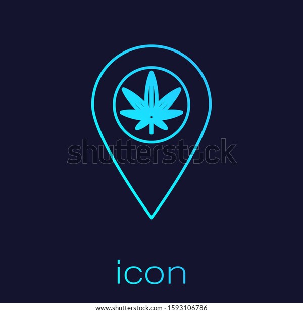 Turquoise Line Map Pointer Marijuana Cannabis Stock Illustration ...