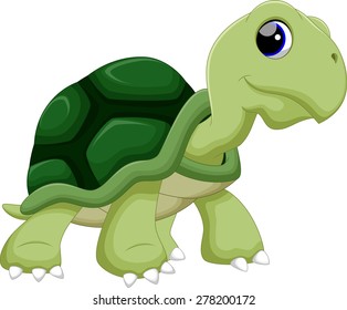 Cute Cartoon Turtle On White Background Stock Vector (Royalty Free ...