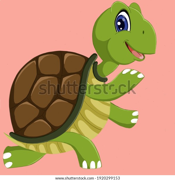 Turtle On Peach Background Stock Illustration 1920299153