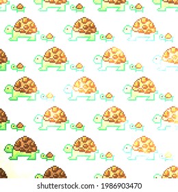 Turtles Pattern Pixel Art Pixel Art Stock Illustration 1986903470 ...