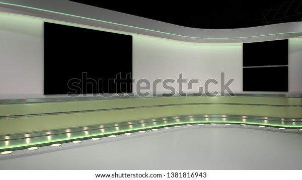Tv Channel Virtual Studio Background 3d 스톡 일러스트 1381816943 | Shutterstock