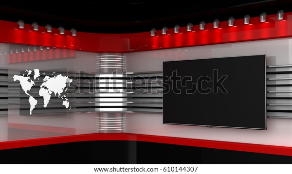 Tv Studio. Backdrop for TV shows .TV on wall. News studio. The perfect ...