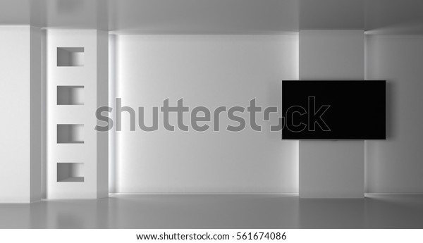 Tv Studio News Studio3d Rendering Backdrop Stock Illustration 561674086