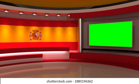 Tv Studio Spain Spanish Flag News Stock Illustration 1885196362 ...