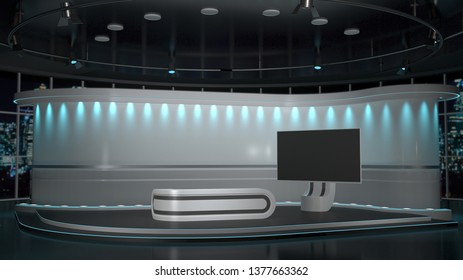 Tv Virtual Studio Background 3d Illustration Stock Illustration ...