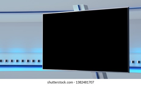 Tv Virtual Studio Background 3d Illustration: ภาพประกอบสต็อก 1382481707 ...