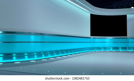 Tv Virtual Studio Background 3d Illustration 库存插图 1382481710 | Shutterstock