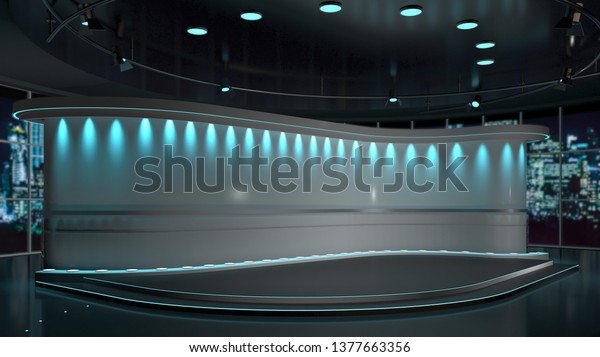 Tv Virtual Studio Background 3d Illustration: ilustrações stock ...