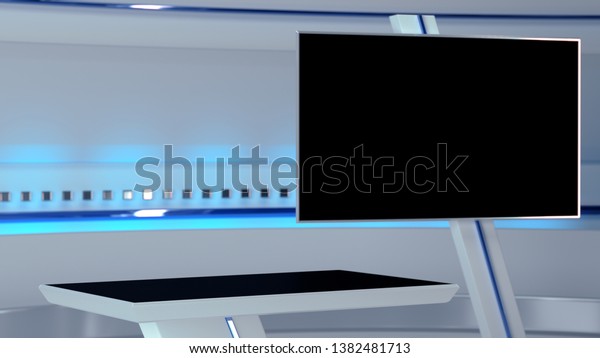 Tv Virtual Studio Background 3d Illustration Stock Illustration 1382481713