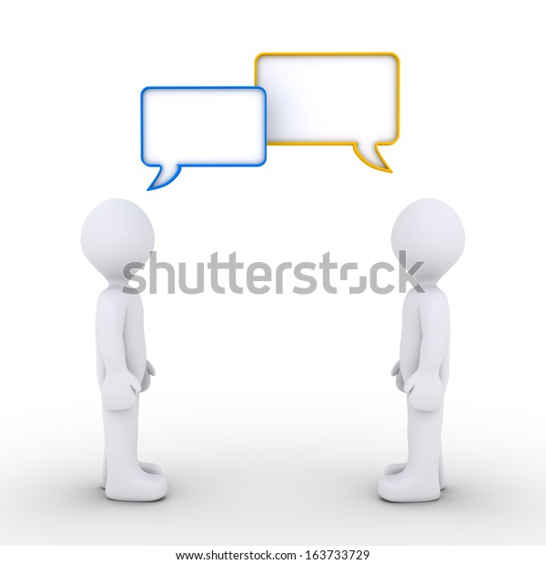 Two 3d Persons Talking Speech Bubbles Stock Illustration 163733729 ...