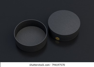Two Black Round Boxes Opened Closed Stock Illustration 794197570 ...