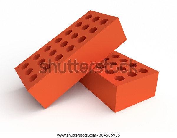 Two Bricks Isolated On White Background Stock Illustration 304566935 ...