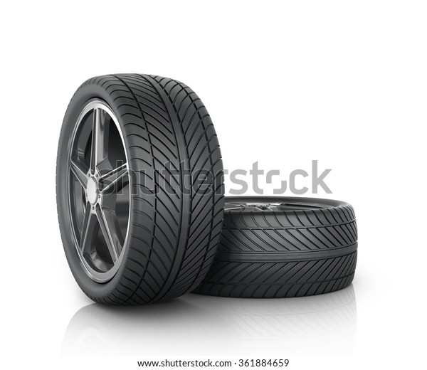 Two Car Wheels On White Background Stock Illustration 361884659 ...