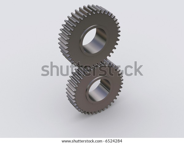 Two Conceptual Interlocked Gears Rendered 3d Stock Illustration 6524284 ...