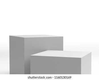 Two Cube White Display 3d Rendering Stock Illustration 1160130169