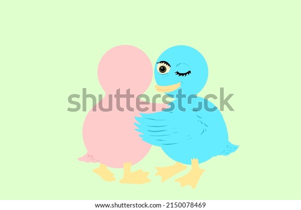 Two Ducks Hugging Each Other Cartoon Stock Illustration 2150078469 ...