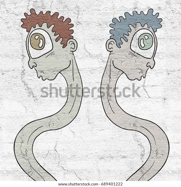Two Funny Faces Stock Illustration 689401222 | Shutterstock