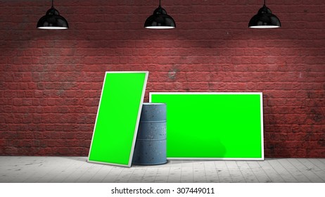 Two Green Screen Frames Barrel Front Stock Illustration 307449035