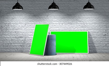 Two Green Screen Frames Barrel Front Stock Illustration 307449035