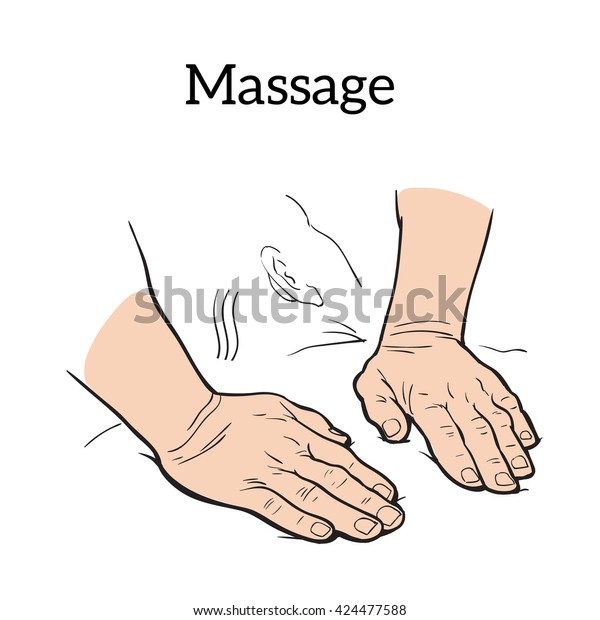 Two Hands Doing Back Massage Man Stock Illustration 424477588