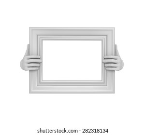 Two Hands Holding White Rectangular Picture Stock Illustration ...