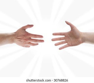 Two Hands On White Background Rays Stock Illustration 30768826 ...
