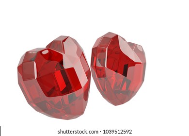 Two Heart Ruby On White Background Stock Illustration 1039512592 ...