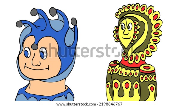 Two Human Like Character Designs Smile Stock Illustration 2198846767 ...