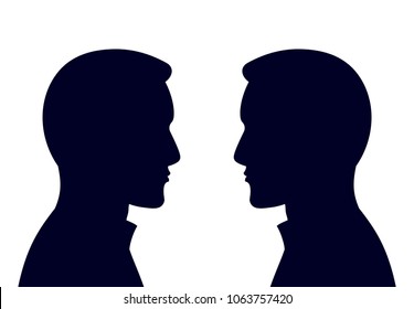 Two Human Silhouettes Opposite Each Other Stock Illustration 1063757420 ...