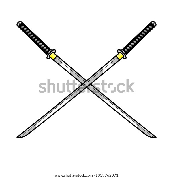 Two Katanas Cross Crossisolated On White Stock Illustration 1819962071 ...