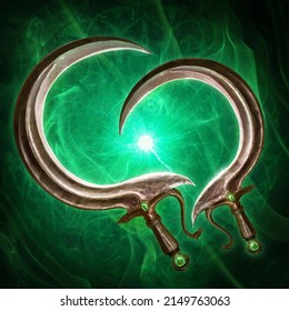Two Magic Sickles Concentrating Bunch Energy Stock Illustration ...