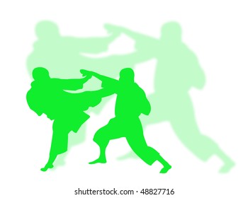 Two Men Playing Karate Shadow On Stock Illustration 48827716 | Shutterstock