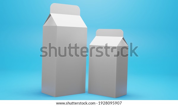 Two Milk Carton and 3d render illustration