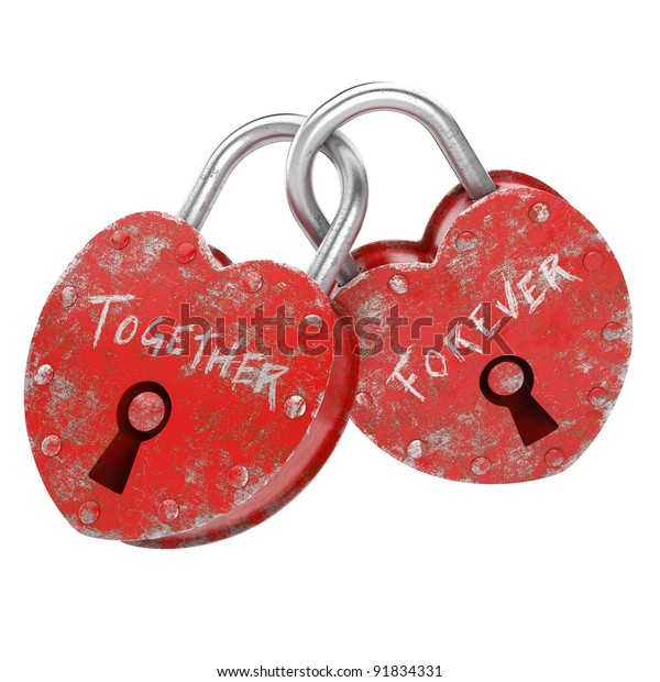 Two Padlocks Together Forever Written Concept Stock Illustration 91834331