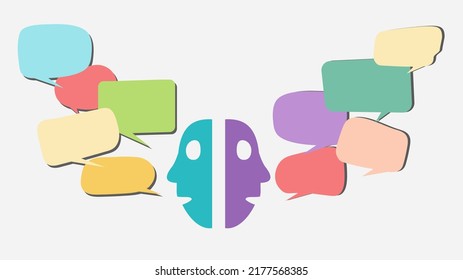 Two People Faces Talking Between Lots Stock Illustration 2177568385 ...