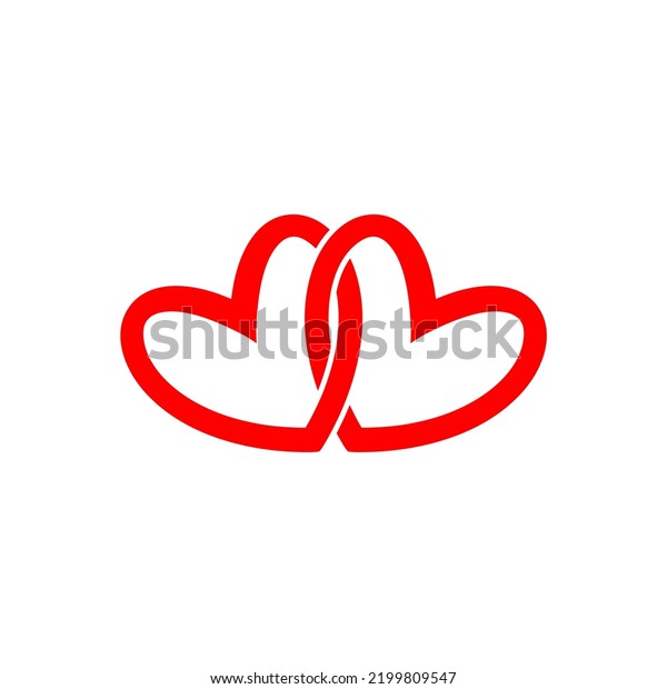 Two Red Linked Hearts Logo Icon Stock Illustration 2199809547 ...