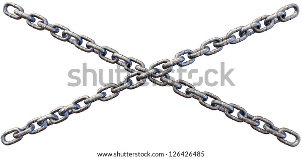 Two Regular Scratched Metal Chains Crossing 库存插图 126426485