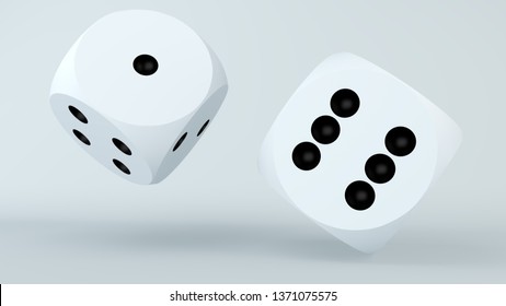 Two Rolling Dice White3d Illustration Stock Illustration 1371075575 ...