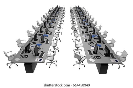 Two Row Office Table Isolated White Stock Illustration 614458340 ...