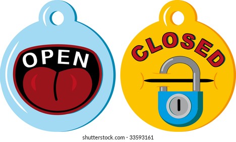 Two Schedule Lock Announcement Open Closed Stock Illustration 33593161 ...